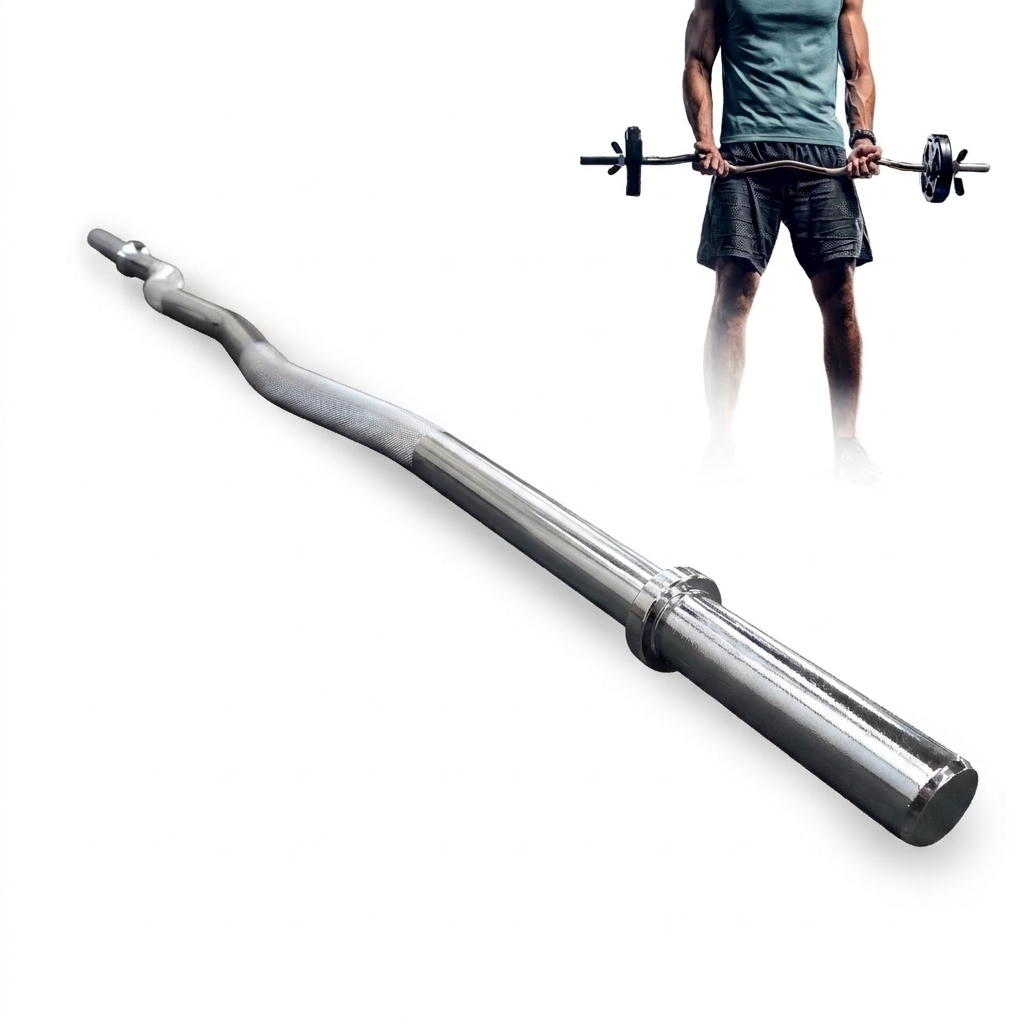Barra W Maciça 1,2m Cromada para Musculação – D1Fitness